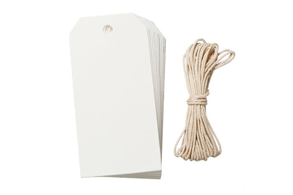 Blank White 2x4 inch DIY Tags with Twine for card making and scrapbook ...