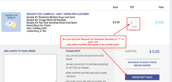 Request for 3 Samples - Limit 1 order per customer - CutCardStock